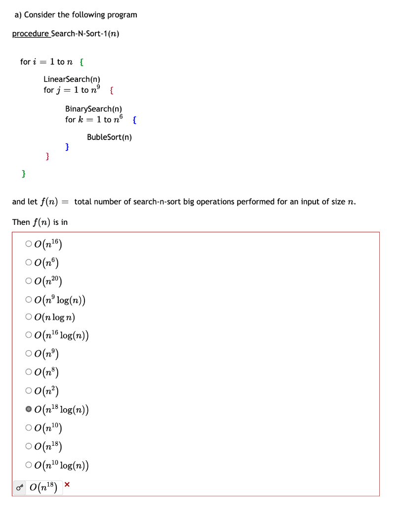 Solved a) Consider the following program procedure Search- | Chegg.com