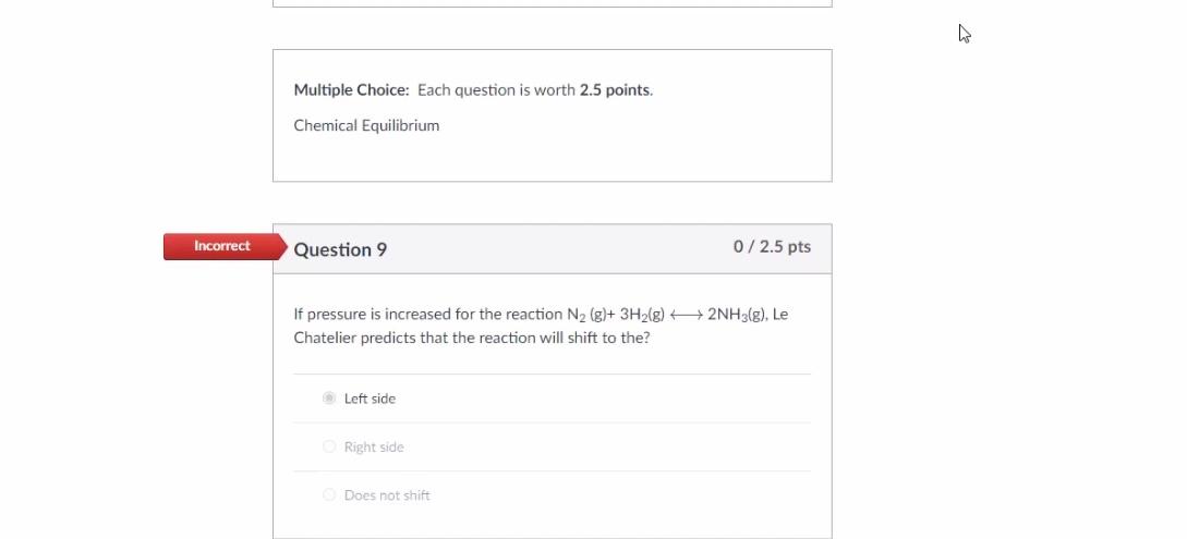 Solved Question 14 3 pts Using LeChatelier explain why the | Chegg.com