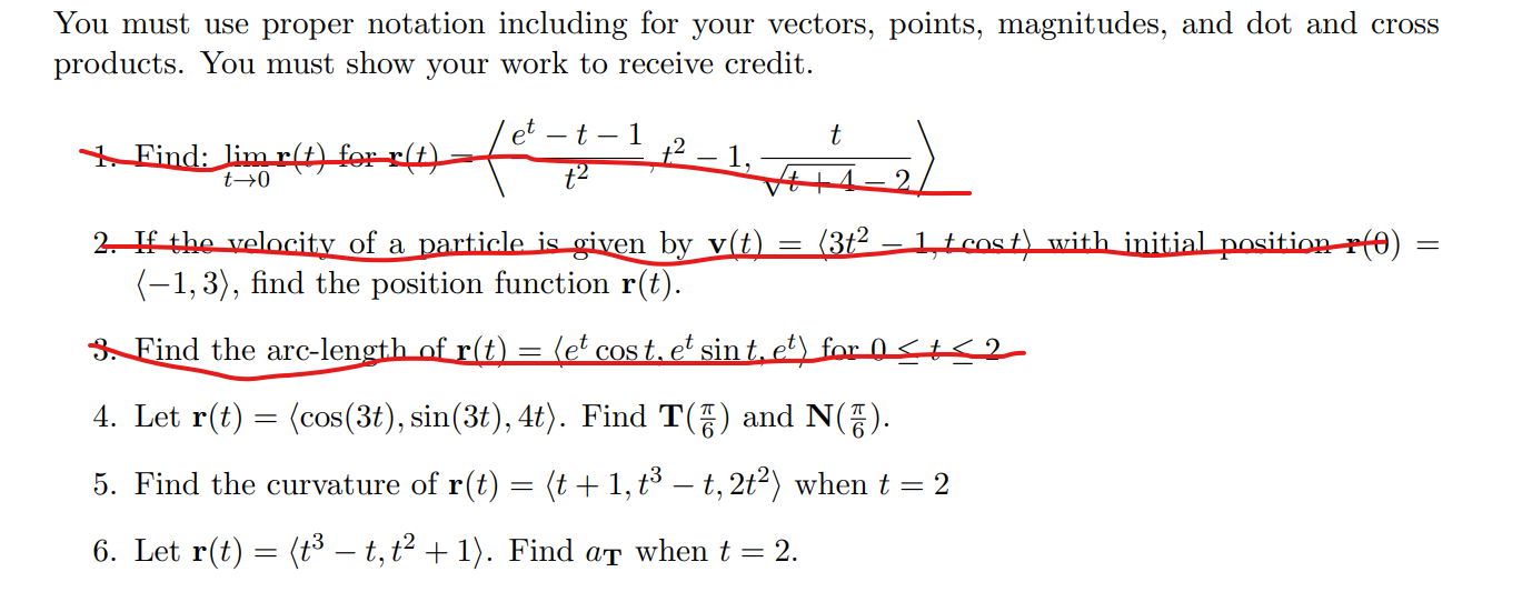 Solved You must use proper notation including for your | Chegg.com
