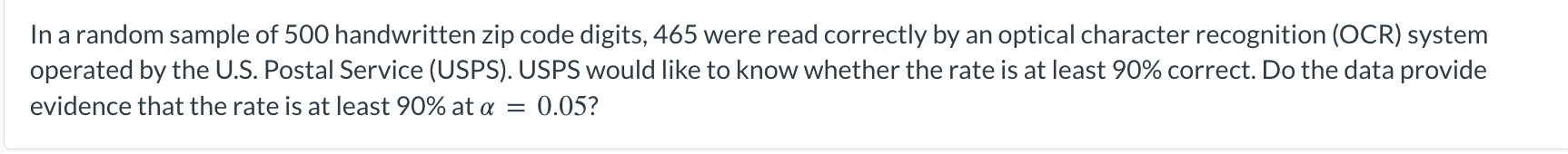 Solved In A Random Sample Of 500 Handwritten Zip Code
