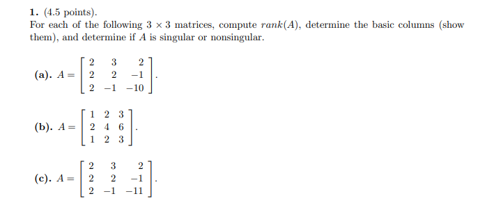 Solved 1. (4.5 points). For each of the following 3×3 | Chegg.com