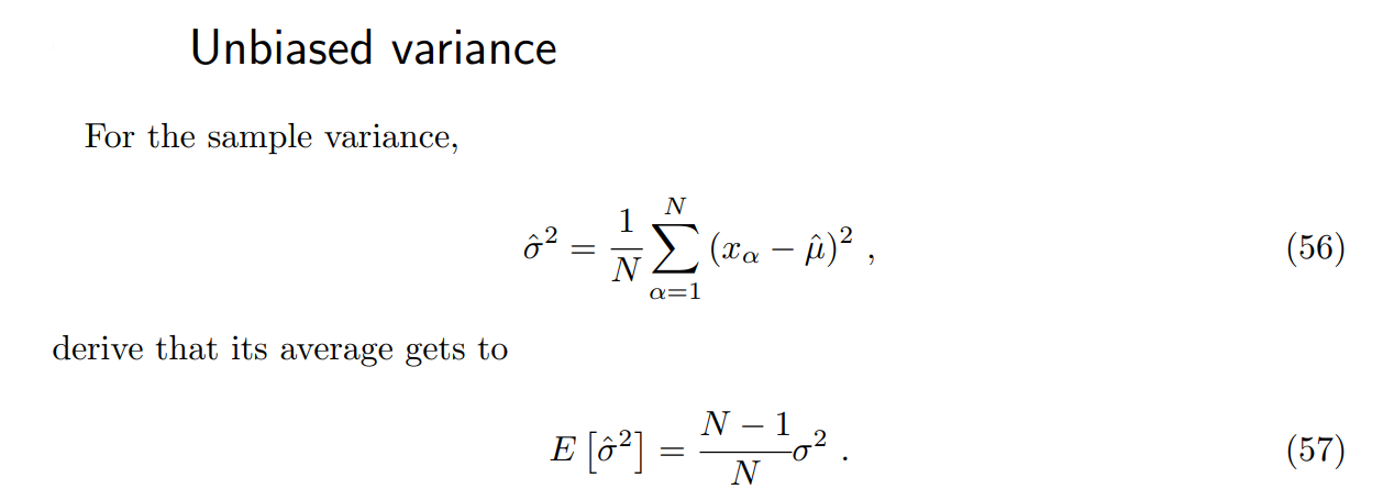 Solved Unbiased variance For the sample variance, | Chegg.com