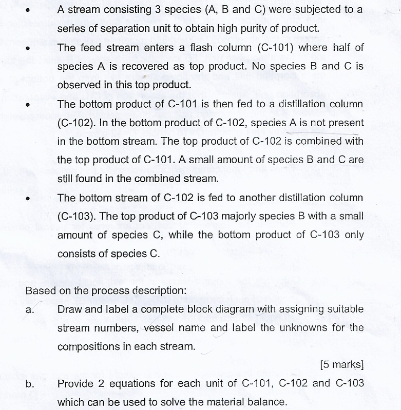 Solved - A stream consisting 3 species (A, B and C) were | Chegg.com