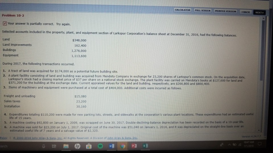 Solved CALCULATOR FULL SCREEN PRINTER VERSION BACK NEXT | Chegg.com