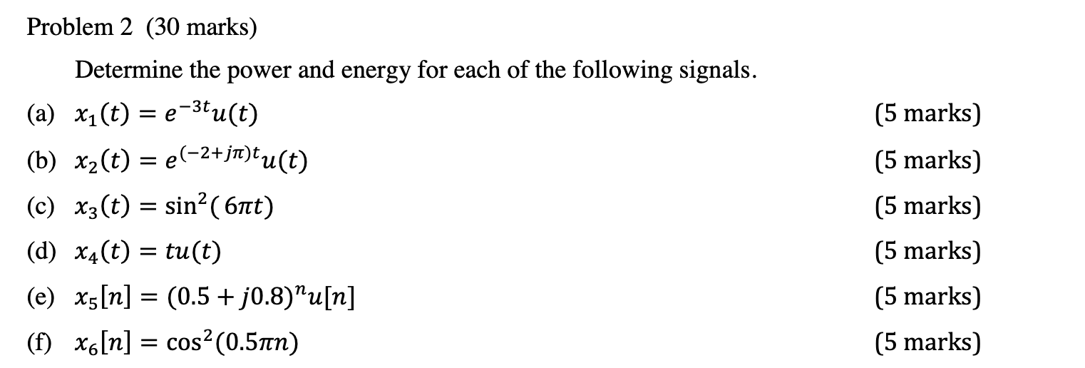 Solved Determine the power and energy for each of the | Chegg.com