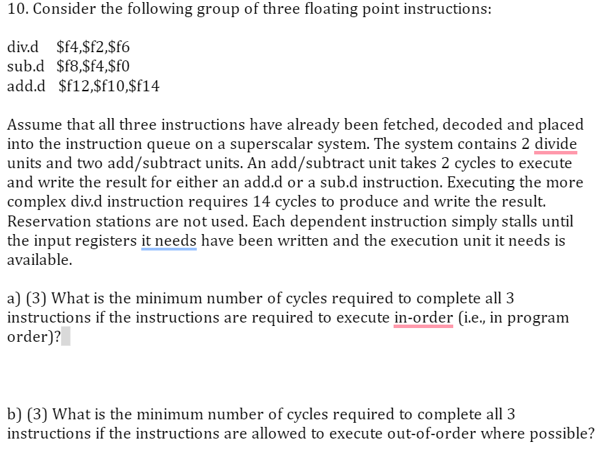 Solved 10. Consider the following group of three floating | Chegg.com