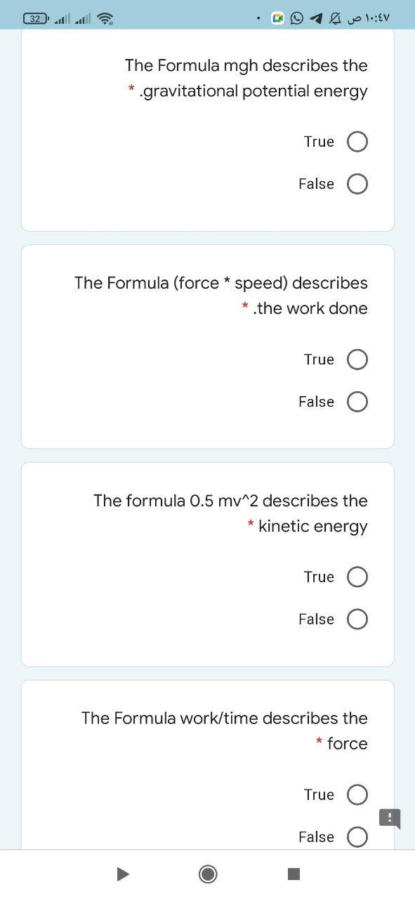 Solved جااا اا، [32] ' ۱۰:47 ص 2 The Formula mgh describes | Chegg.com