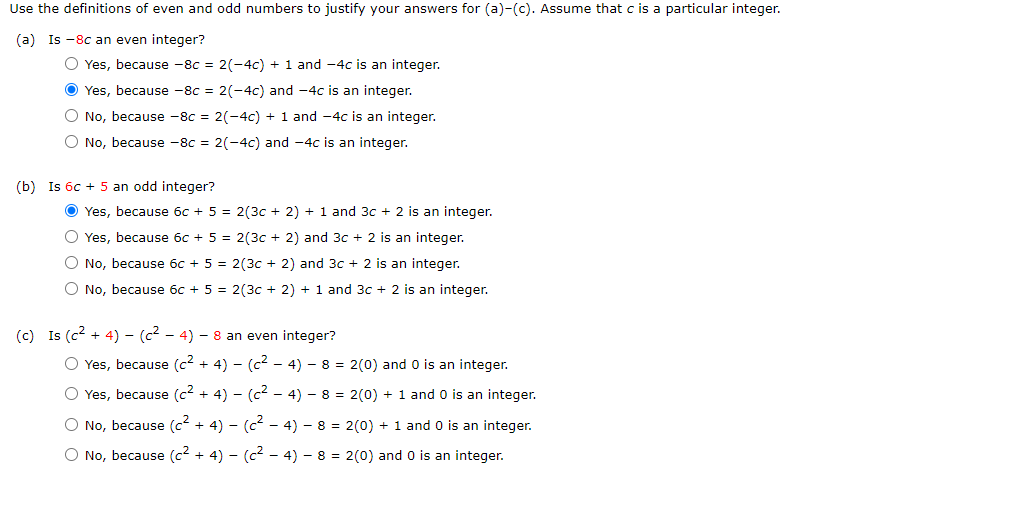 Solved Use the definitions of even and odd numbers to | Chegg.com