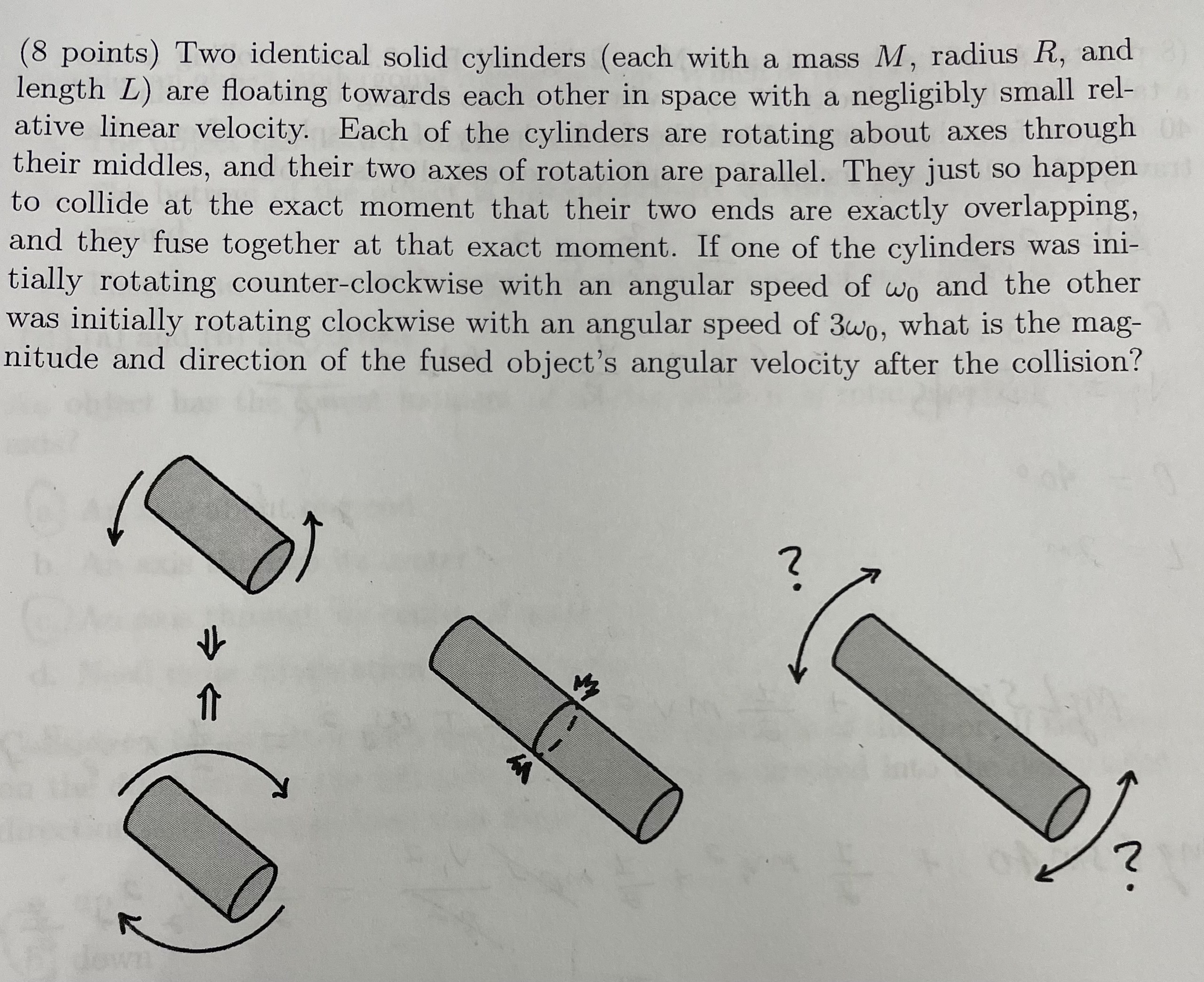 Solved (8 ﻿points) ﻿Two identical solid cylinders (each with | Chegg.com