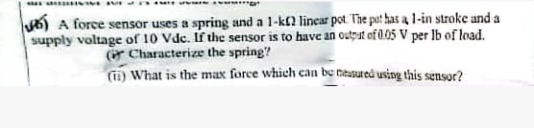 Solved A force sensor uses a spring and a 1-k ohm linear | Chegg.com