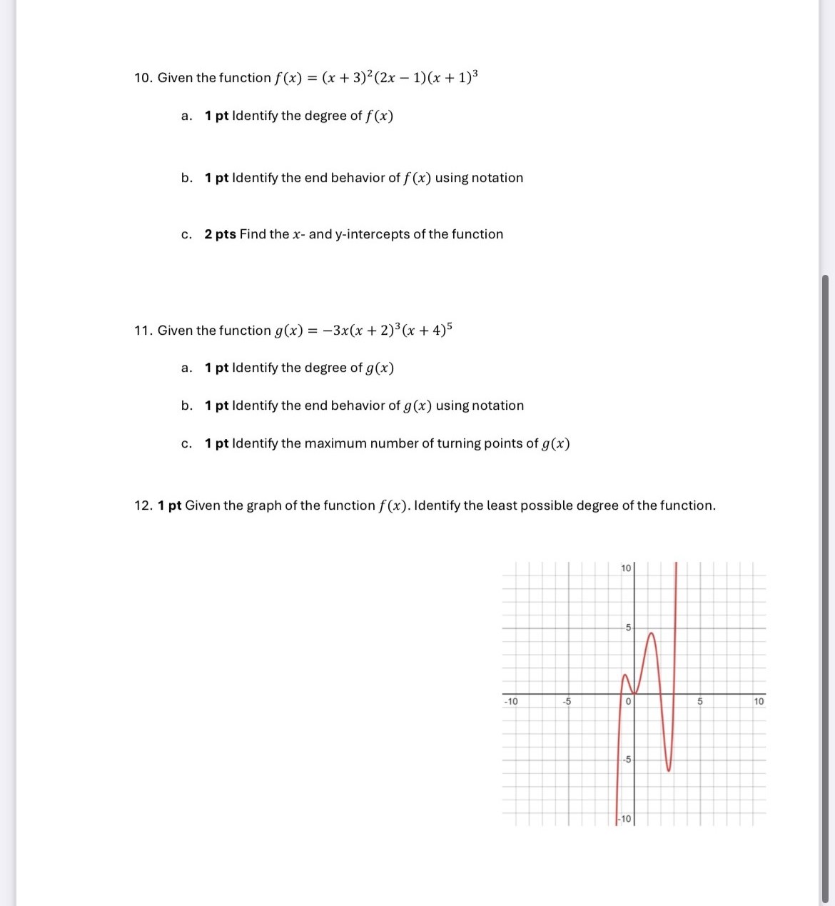 Solved Given the function f(x)=(x+3)2(2x-1)(x+1)3a. | Chegg.com