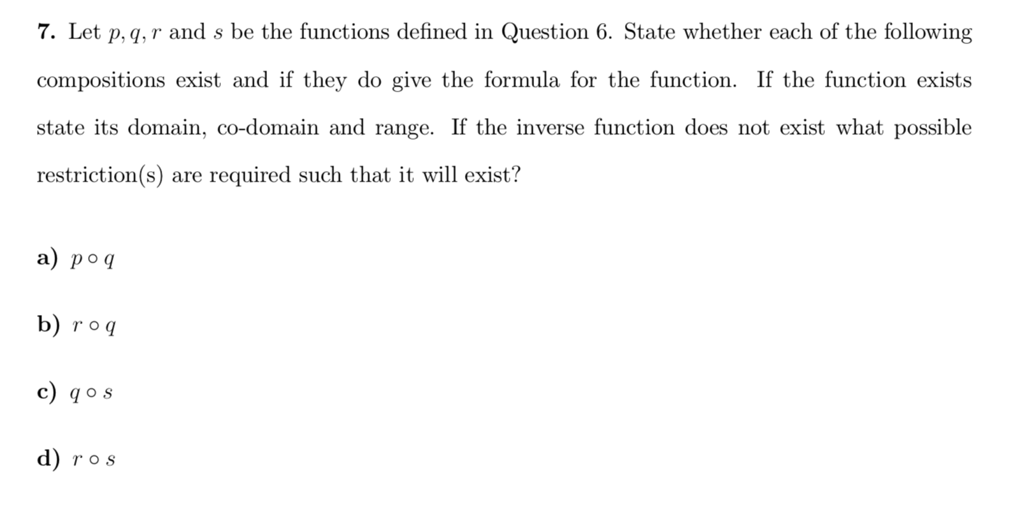 Solved 6. Let p, q, r and s be the functions p : [1, 2] → | Chegg.com