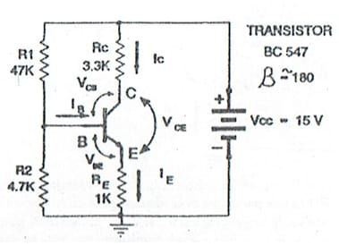 Solved TRANSISTOR Rc 3.3K ВС 547 R1 47K Ic 180 F2 4.7K 1K | Chegg.com