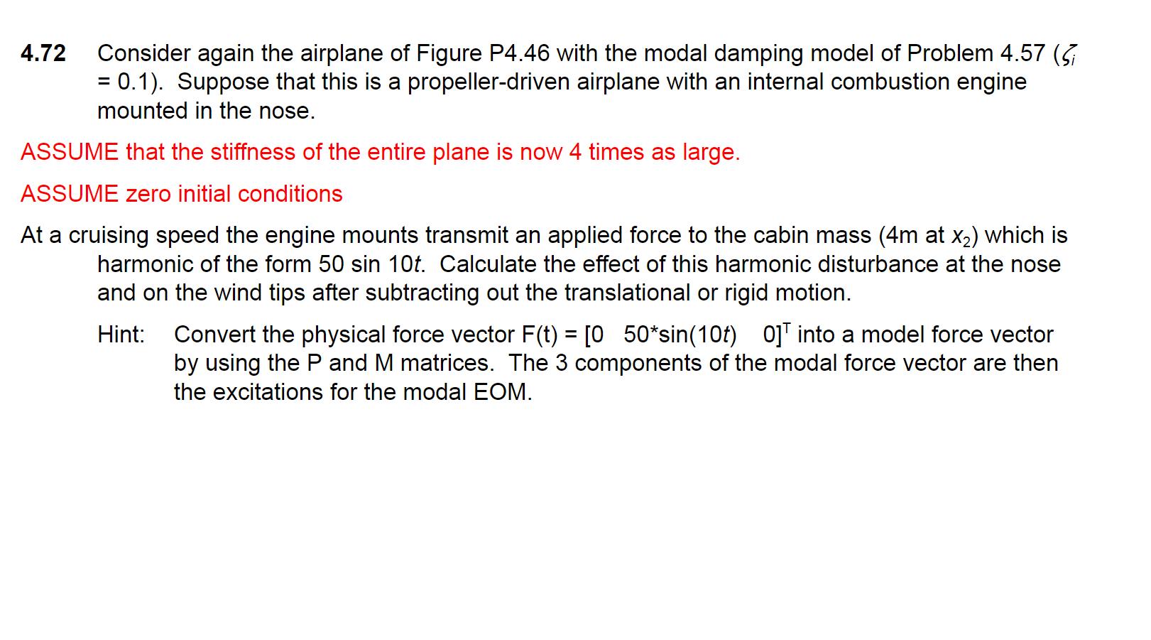 4.72 Consider again the airplane of Figure P4.46 with | Chegg.com