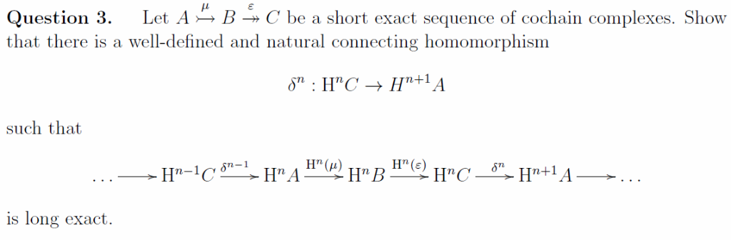B » C be a short exact sequence of cochain complexes. | Chegg.com
