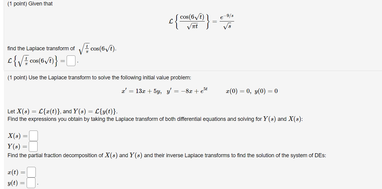Solved (1 point) Given that c{cosy) - SMS cos(6V) at find | Chegg.com