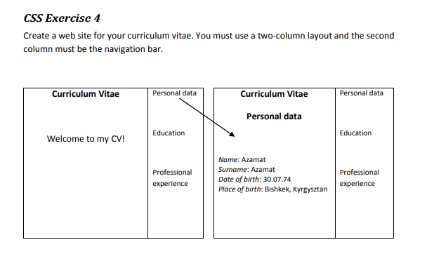 Solved Create a web page for your curriculum vitae using | Chegg.com