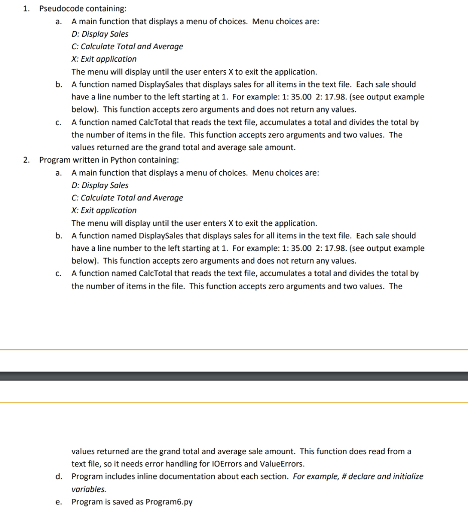 Solved a. C. 1. Pseudocode containing: A main function that | Chegg.com
