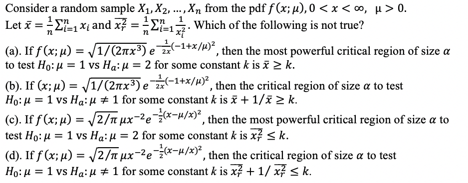 Consider a random sample X1, X2, ..., Xn from the pdf | Chegg.com