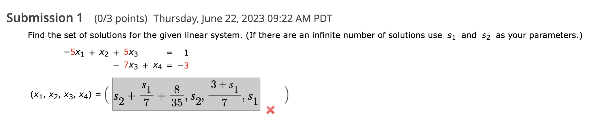 Solved Submission 1 (0/3 points) Thursday, June 22, 2023 | Chegg.com