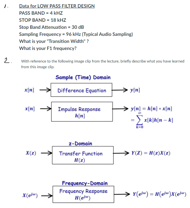 1. Data for LOW PASS FILTER DESIGN PASS BAND = 4 kHz | Chegg.com