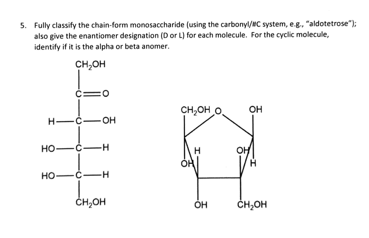 Solved Fully classify the chain-form monosaccharide (using | Chegg.com
