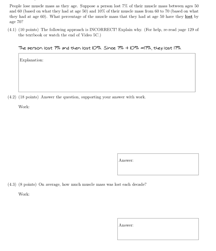 Solved People lose muscle mass as they age. Suppose a person | Chegg.com