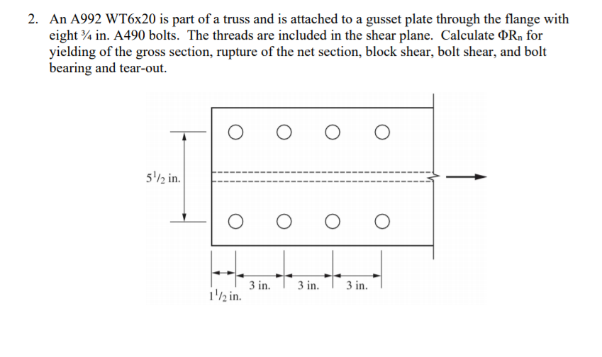 Solved 2. An A992 WT6x20 is part of a truss and is attached | Chegg.com
