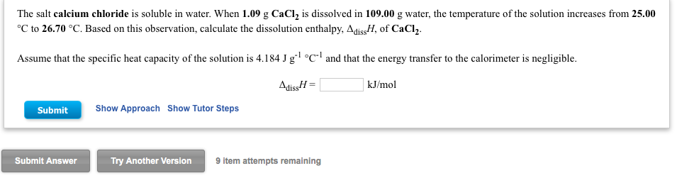 Solved The salt calcium chloride is soluble in water. When | Chegg.com