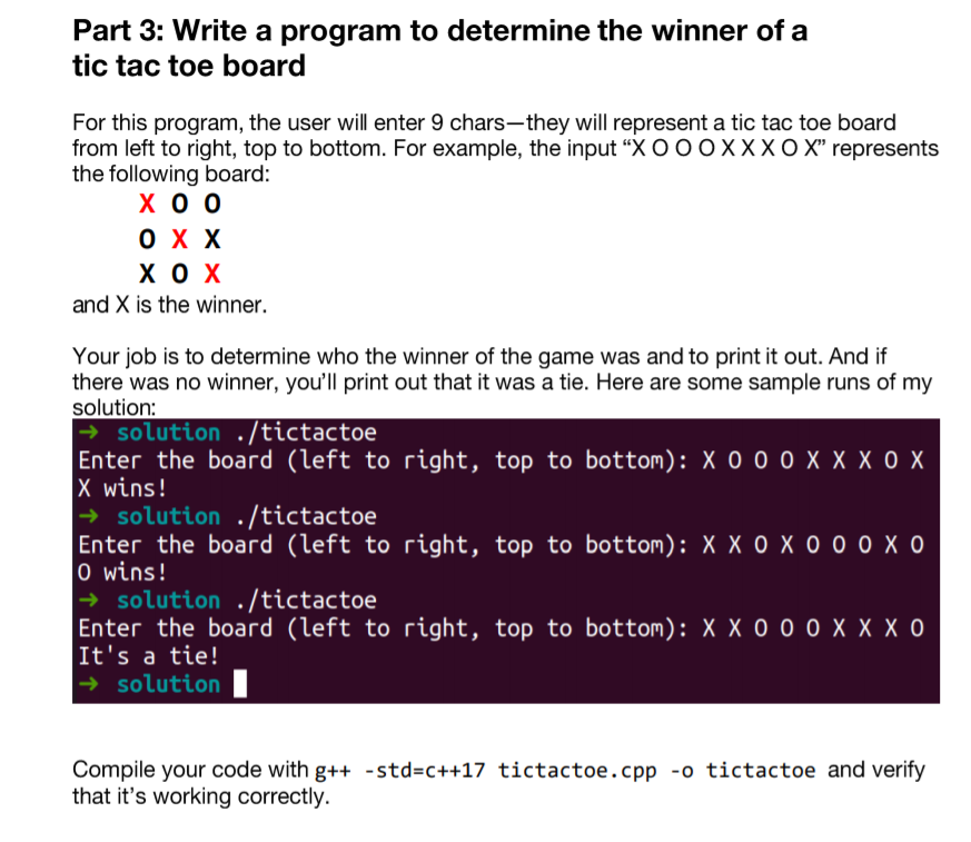 Solved Part 3: Write a program to determine the winner of a | Chegg.com