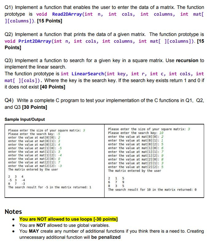 Solved Q1) Implement a function that enables the user to | Chegg.com