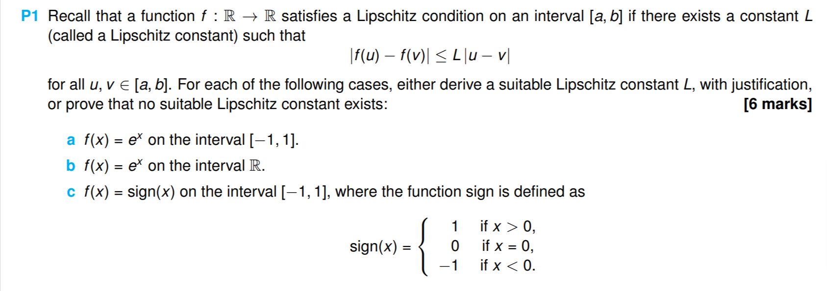 Solved P1 Recall that a function f:R→R satisfies a Lipschitz | Chegg.com