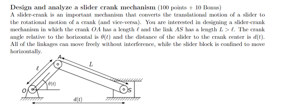 Solved Design and analyze a slider crank mechanism (100 | Chegg.com