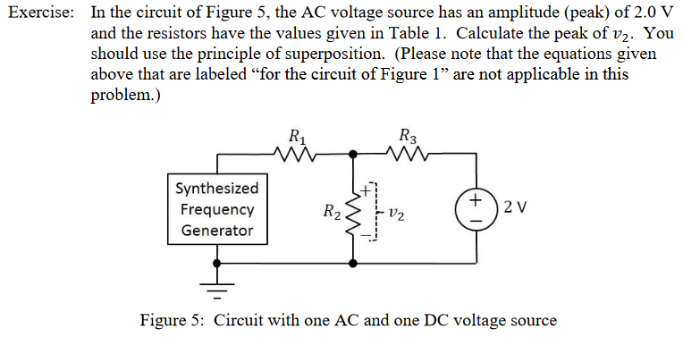 Solved Exercise: In the circuit of Figure 5, the AC voltage | Chegg.com