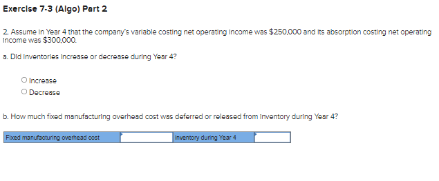 Solved Required information Exercise 7-3 (Algo) | Chegg.com