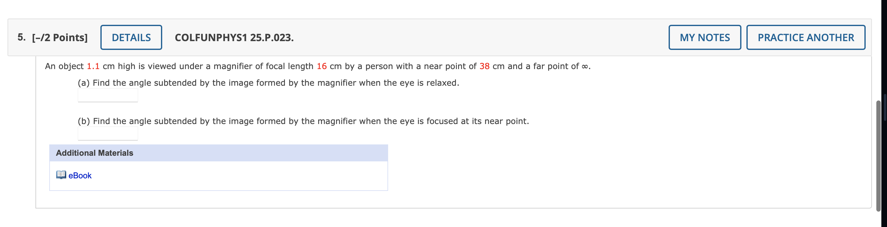 Solved An object 1.1 cm high is viewed under a magnifier of | Chegg.com
