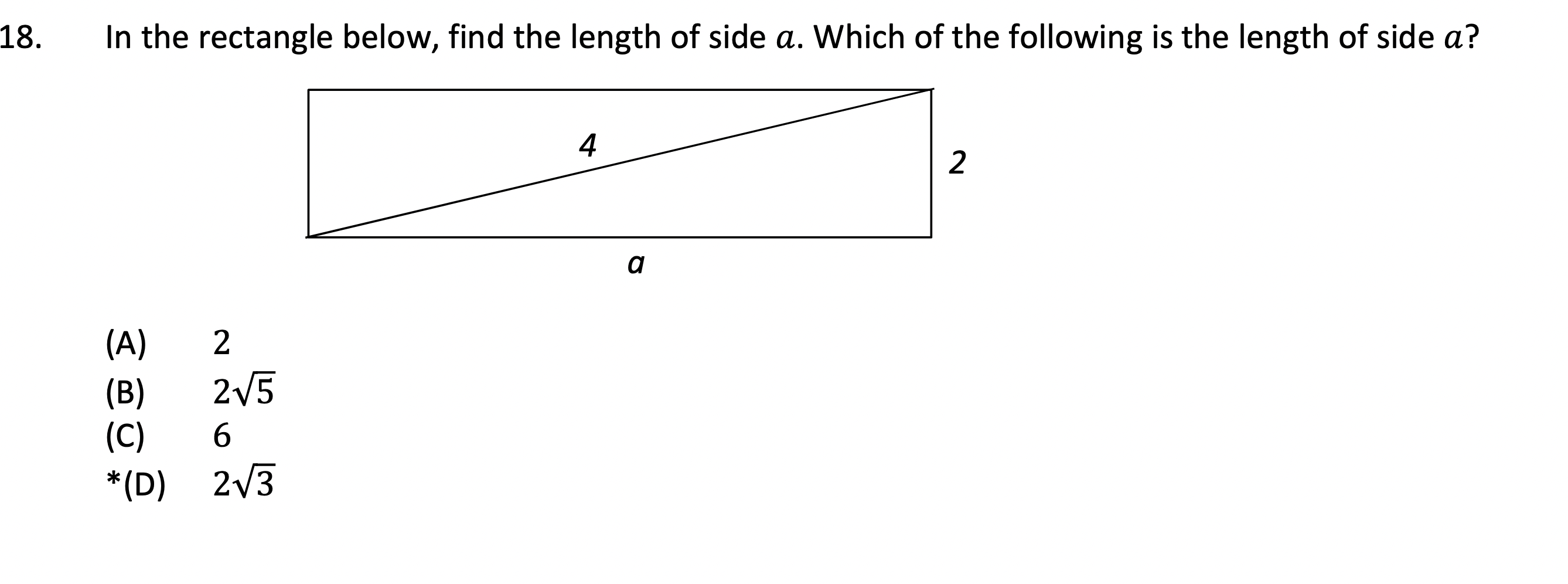 Solved 18. In the rectangle below, find the length of side | Chegg.com