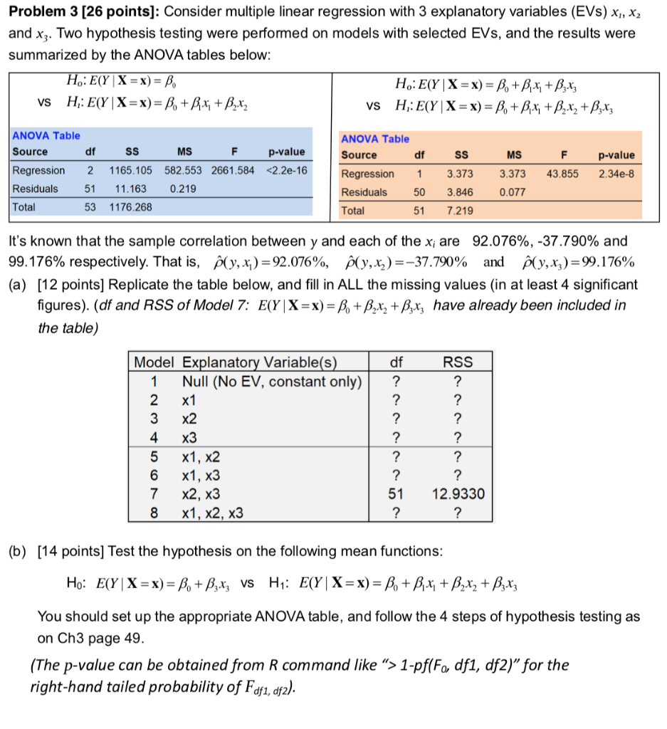 Problem 3 26 Points Consider Multiple Linear 