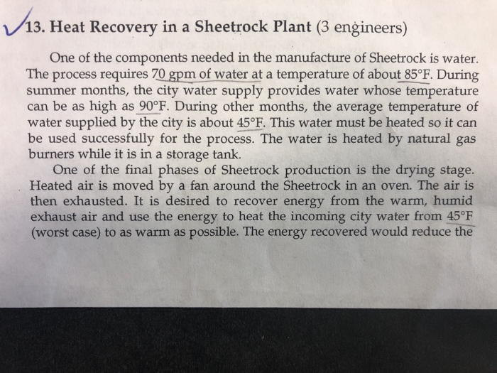 /12. Fireplace Heat Recovery (3 engineers) Sheet | Chegg.com