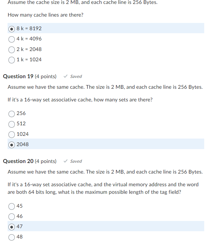 Solved Assume the cache size is 2MB, and each cache line is | Chegg.com