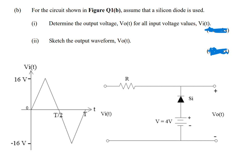 (b) For the circuit shown in Figure Q1(b), assume | Chegg.com