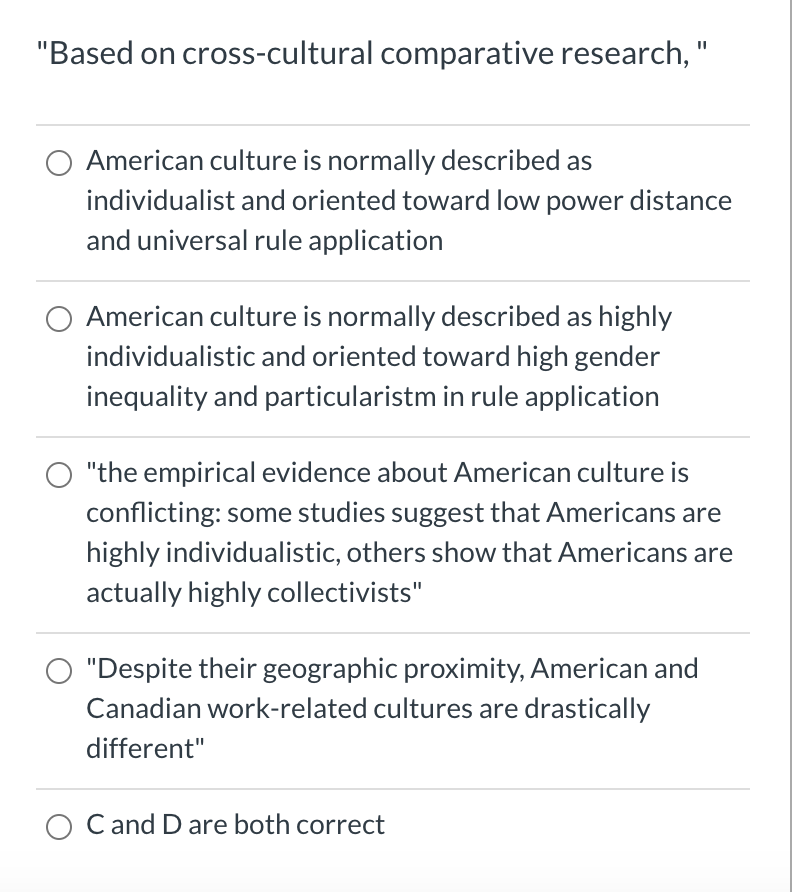 Solved "Based on cross-cultural comparative research," | Chegg.com