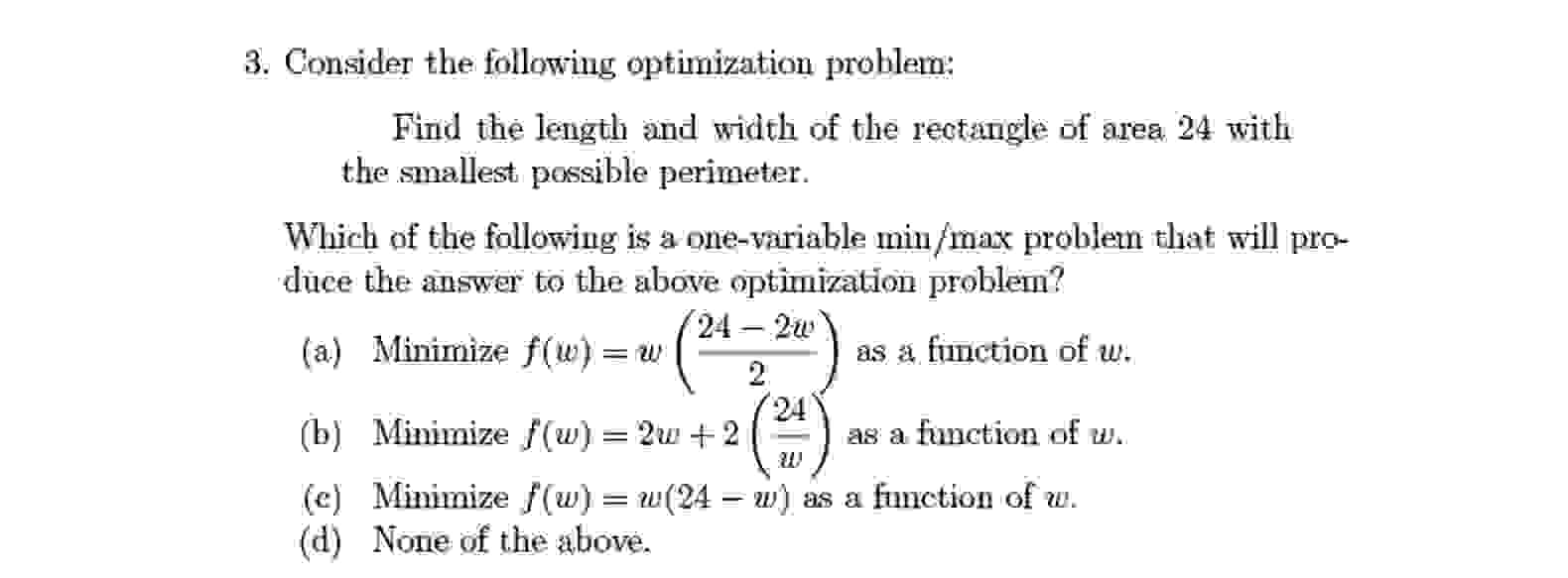 Solved Consider the following optimization problem:Find the | Chegg.com