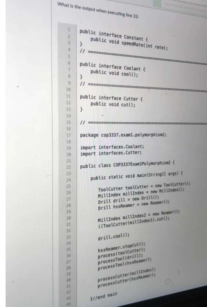 Solved What is the output when executing line 32: public | Chegg.com