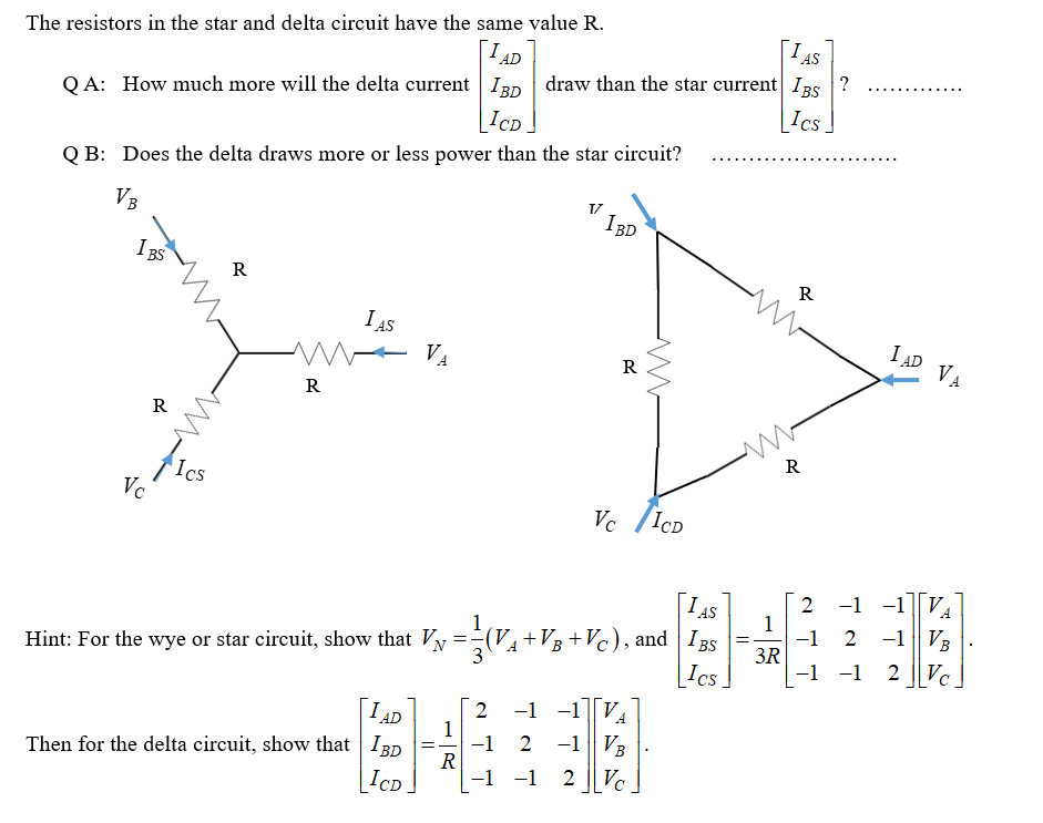Solved The resistors in the star and delta circuit have the | Chegg.com