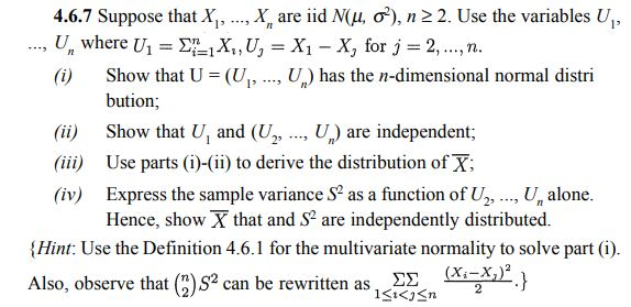 Solved 4.6.7 Suppose that Xi, ,X, are iid N(μ σ), n 2. Use | Chegg.com