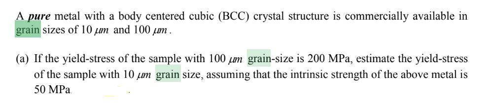 Solved A pure metal with a body centered cubic (BCC) crystal | Chegg.com