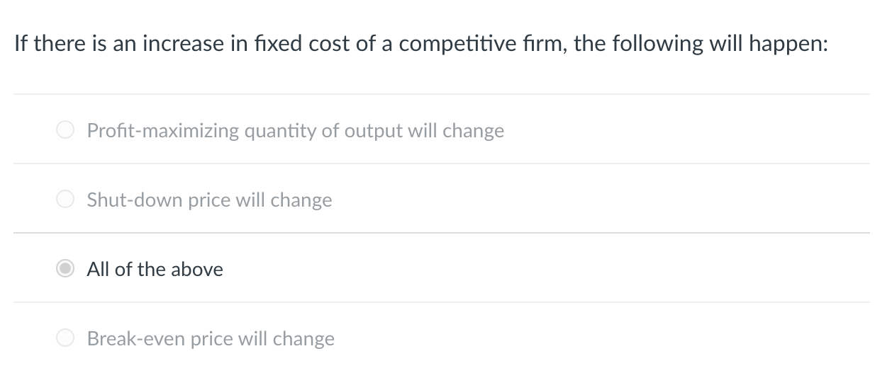 Solved If there is an increase in fixed cost of a | Chegg.com