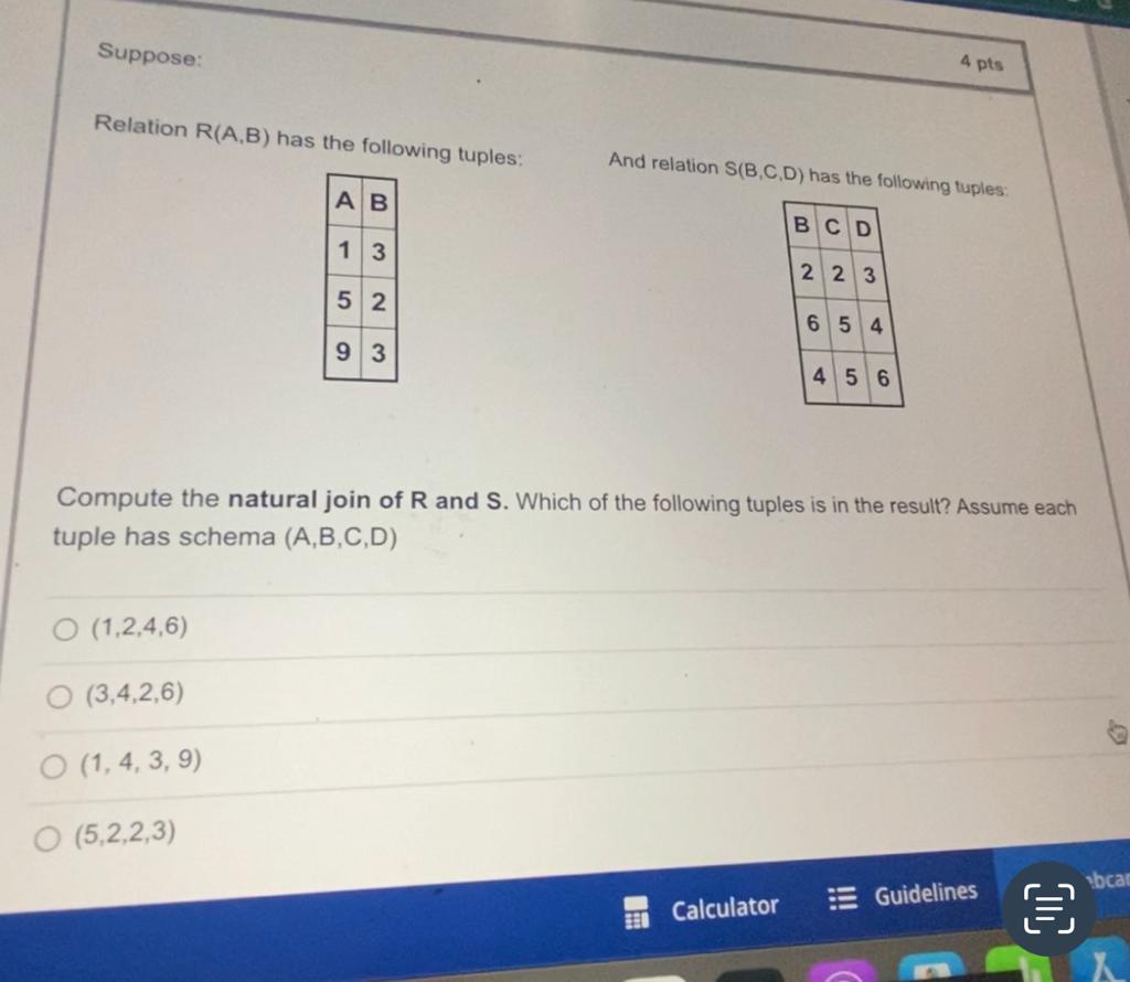 Solved Relation R(A,B) has the following tuples: And | Chegg.com