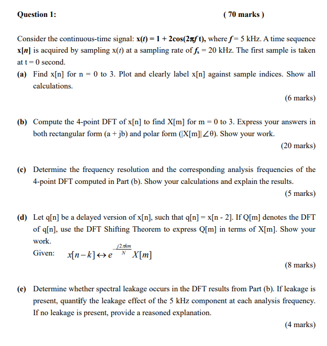 Solved Question 1:( 70 ﻿marks )Consider the continuous-time | Chegg.com